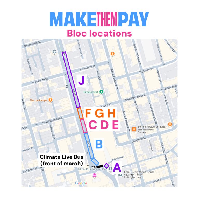 Blocs on the demonstration – Make Them Pay